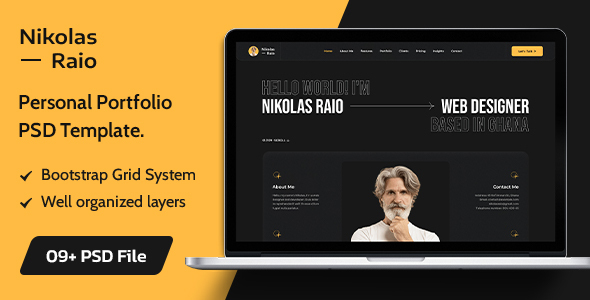 Nikolas Raio - Personal Portfolio PSD Template. by Wildstone-Theme